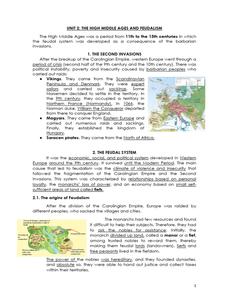 Unit 2 The High Middle Ages and Feudalism (2024) | PDF | Catholic ...