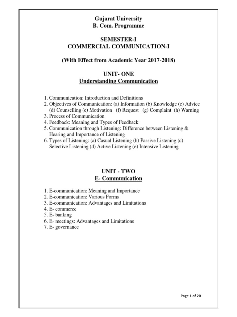 4.B. Com. (C. C- Sem 1 to 6) | PDF | Communication | Multiple Choice