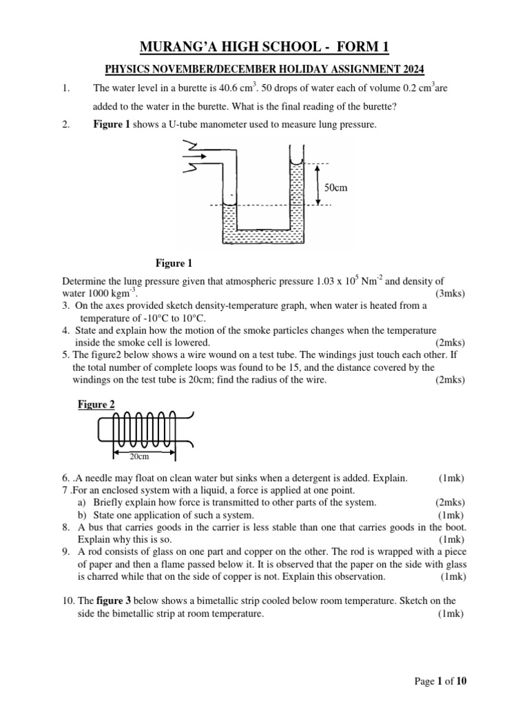 Physics End of Year Exam | PDF | Liquids | Pressure