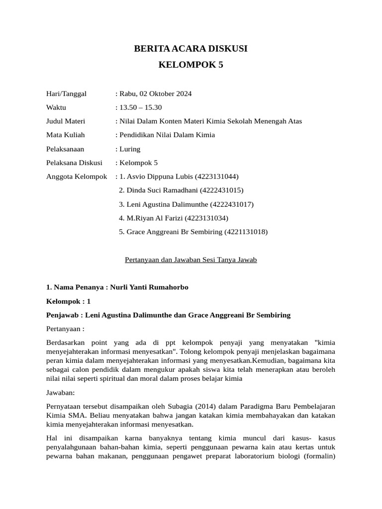 Berita Acara Diskusi PNDK K.5 | PDF