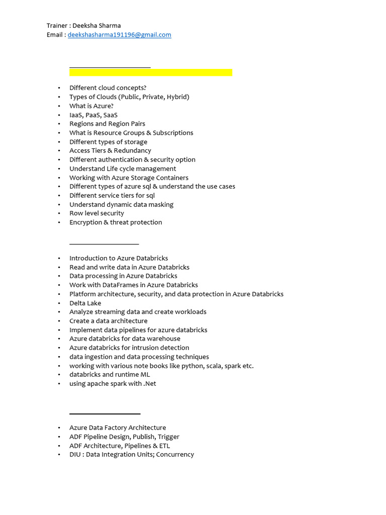 Azure Data Bricks & Factory | PDF | Microsoft Azure | Apache Spark