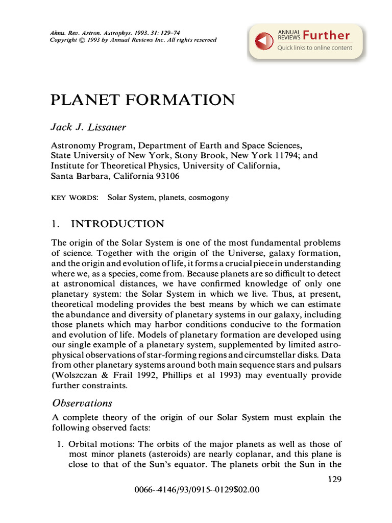 Lissauer 1993 | PDF | Planets | Orbit
