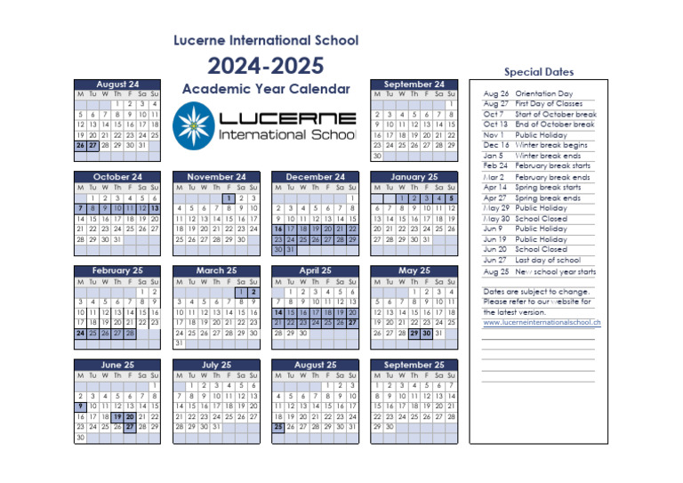 Academic Year Calendar 24 25 | PDF
