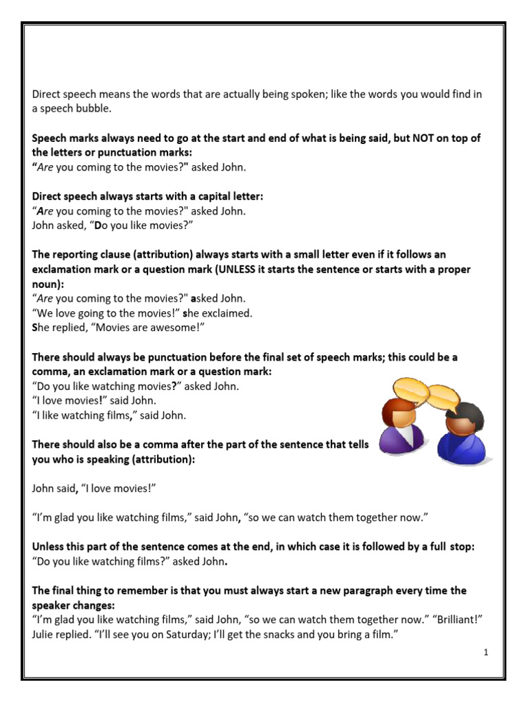 Direct Speech Punctuation Answer Key | PDF | Punctuation | Sentence ...