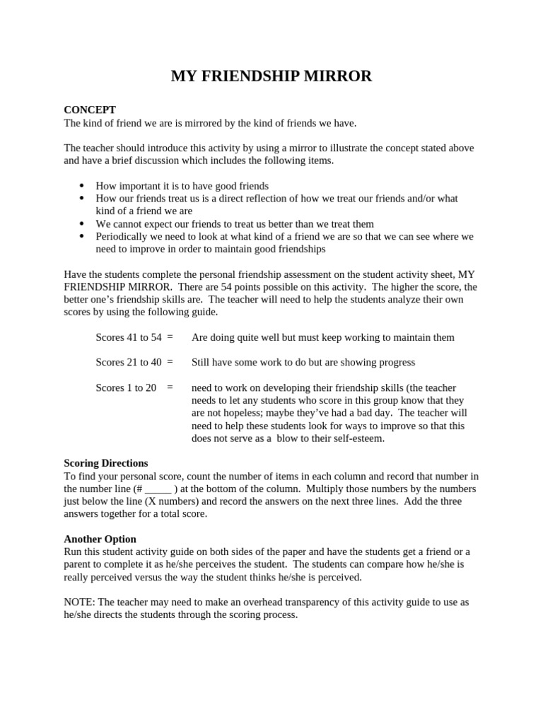 My Friendship Mirror | PDF | Social Psychology | Psychology