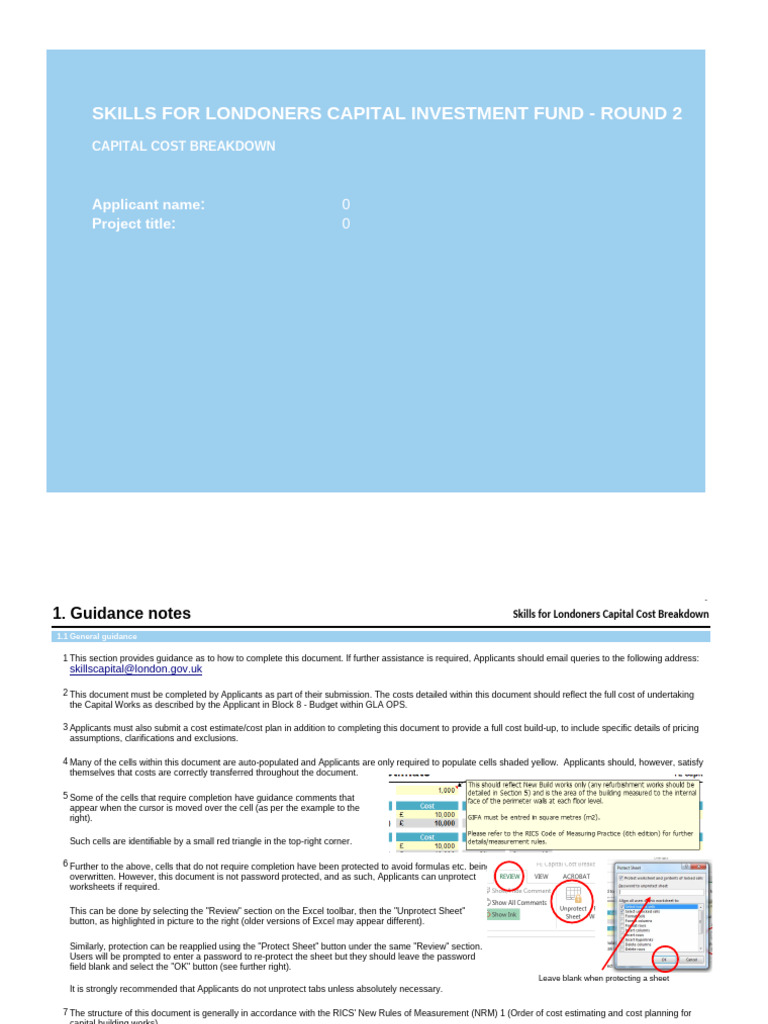 SFL Capital Cost Breakdown Template | PDF | Wall | Value Added Tax