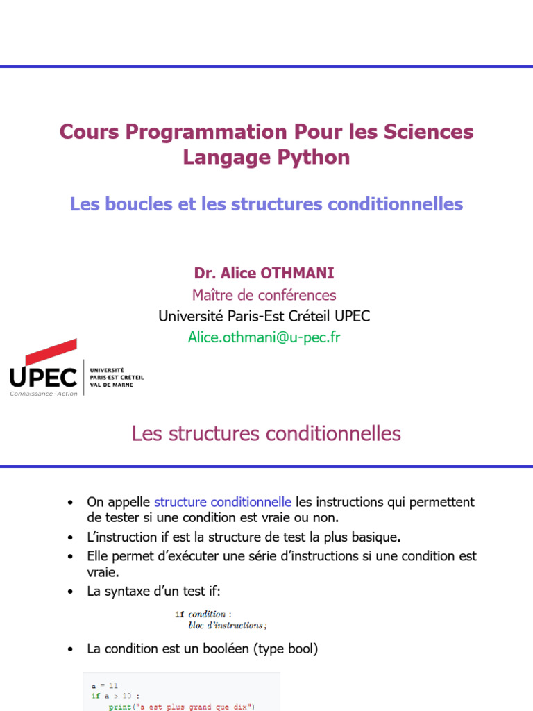 Structures conditionnelles en Python | PDF | Structure de contrôle ...