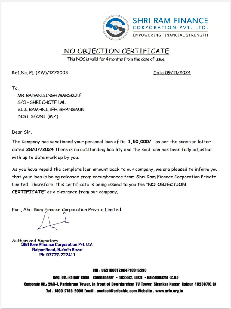 Shriram Corporation Noc | PDF