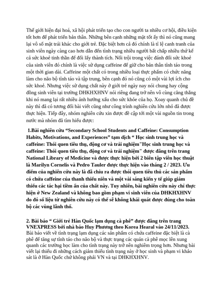 T NG Quan NCKH Caffeine 1 | PDF