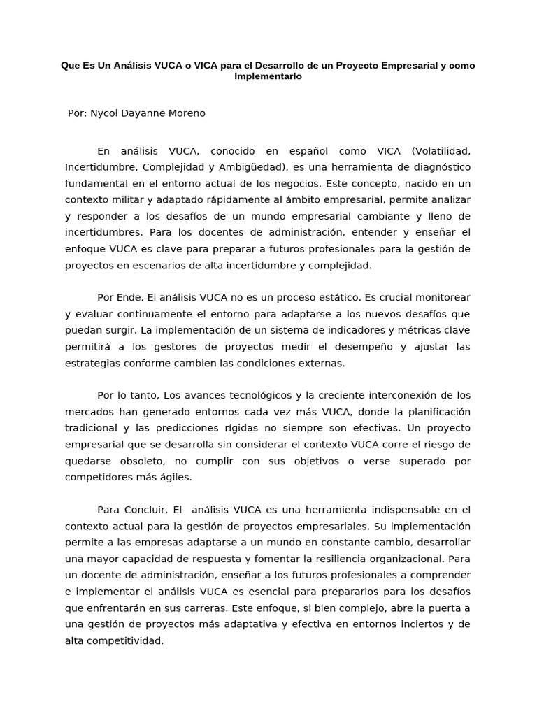 Análisis Vuca y Vica | PDF | Negocios