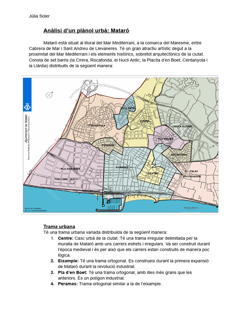 Anàlisi D'un Plànol Urbà - Mataró | PDF