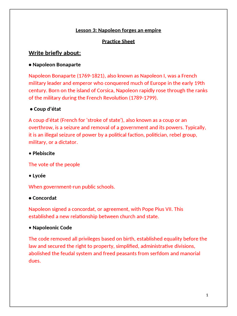 Lesson 3, Practice Sheet A.K. | PDF | Politics | History