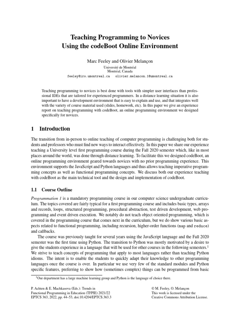 Teaching Programming To Novices Using The Codeboot | PDF | Computer ...