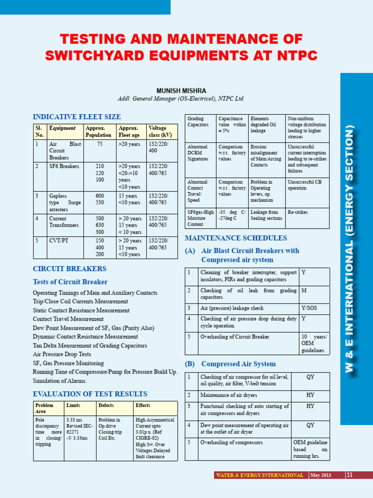 Testing and Maintenance of Substation | PDF | Transformer | Electrical ...