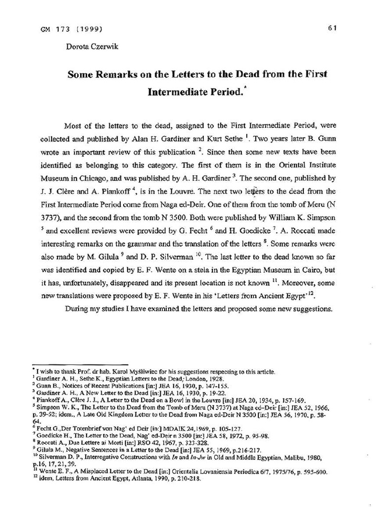 Some Remarks On The Letters To The Dead | PDF Some Remarks On The Letters To The Dead | PDF