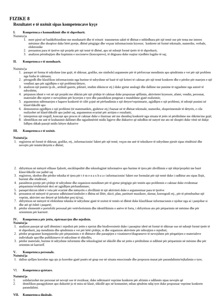 2024 Plani Fizika 8-Erik | PDF