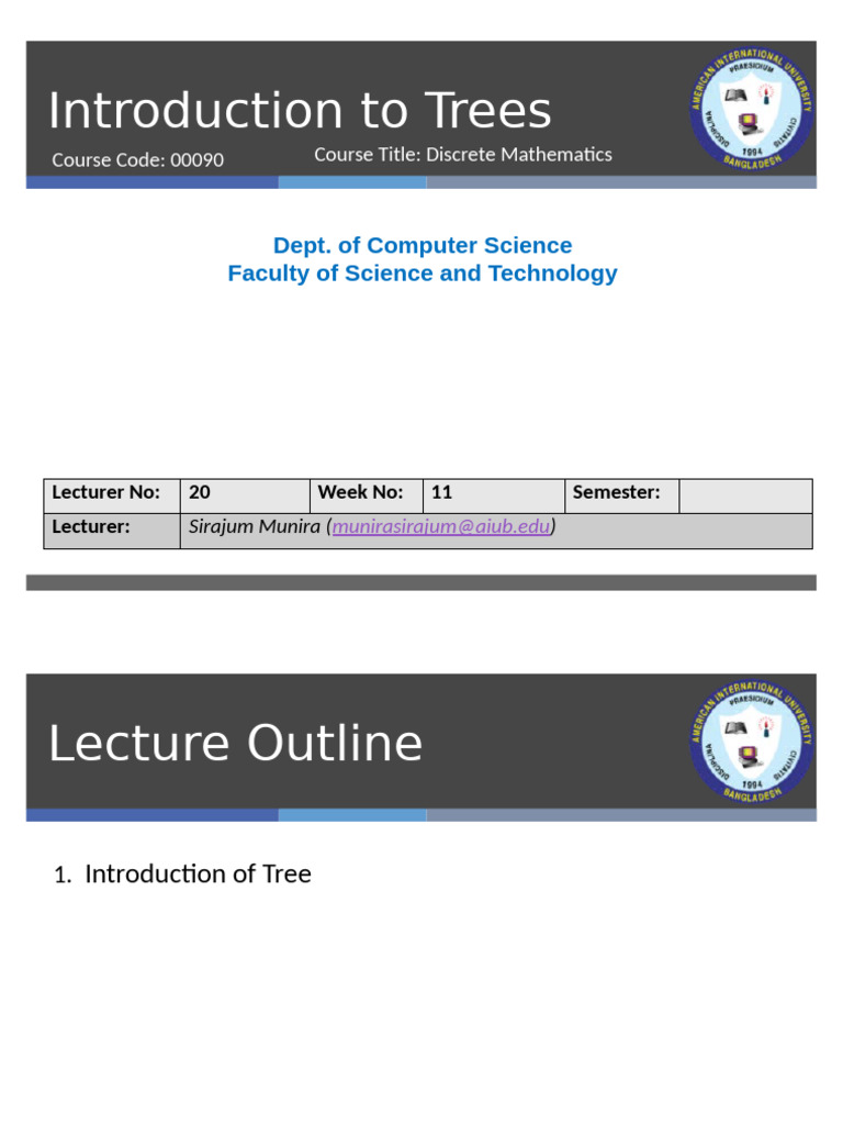 DM 20 Introduction Trees | PDF | Vertex (Graph Theory) | Graph Theory