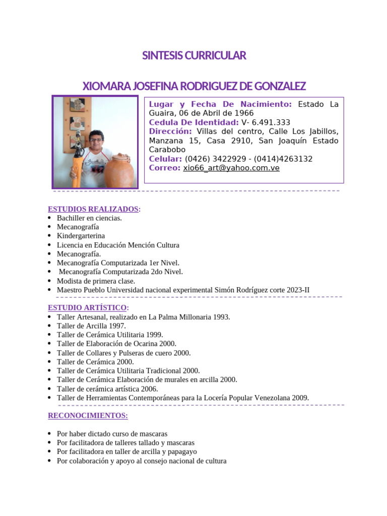 Curriculum Xiomara Rodriguez | PDF