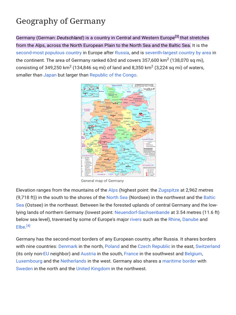 Geography of Germany - Wikipedia | PDF | Earth Sciences | Physical ...