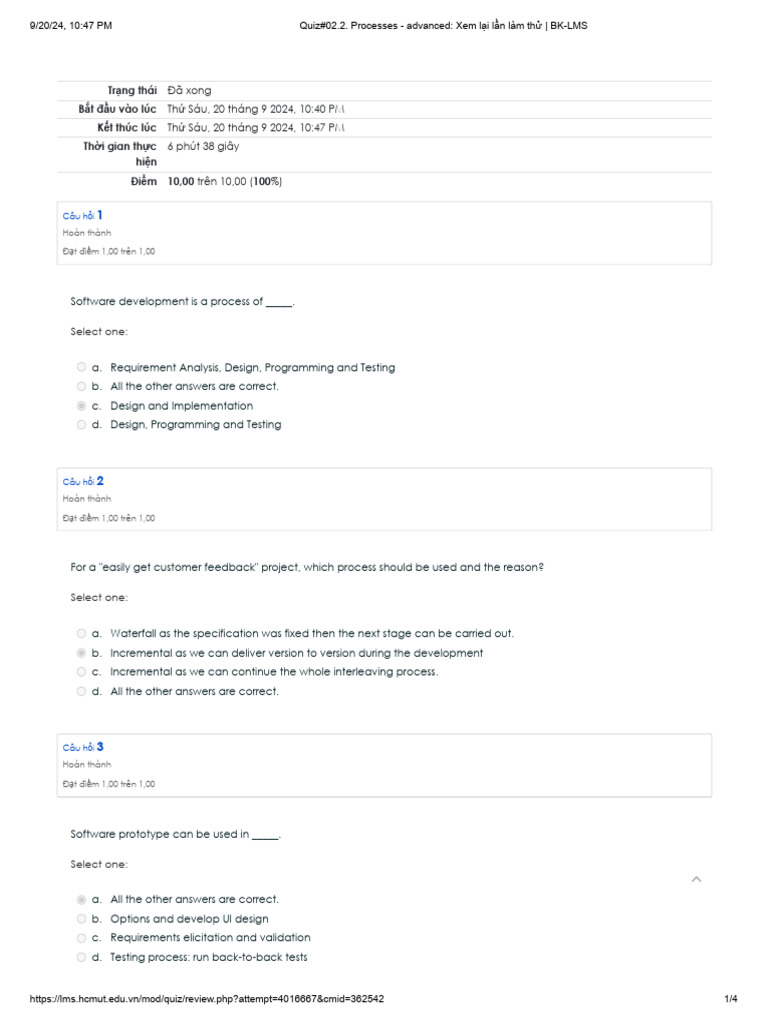 Quiz#02.2. Processes - advanced - Xem lại lần làm thử - BK-LMS | PDF | Software Development ...