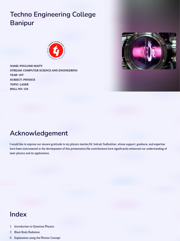 Techno Engineering College Banipur | PDF | Photon | Quantum Mechanics