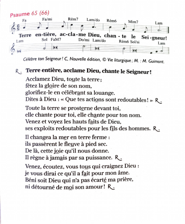 Ps 65 Terre Entière Acclame Dieu, Chante Le Seigneur, Ps 65 | PDF