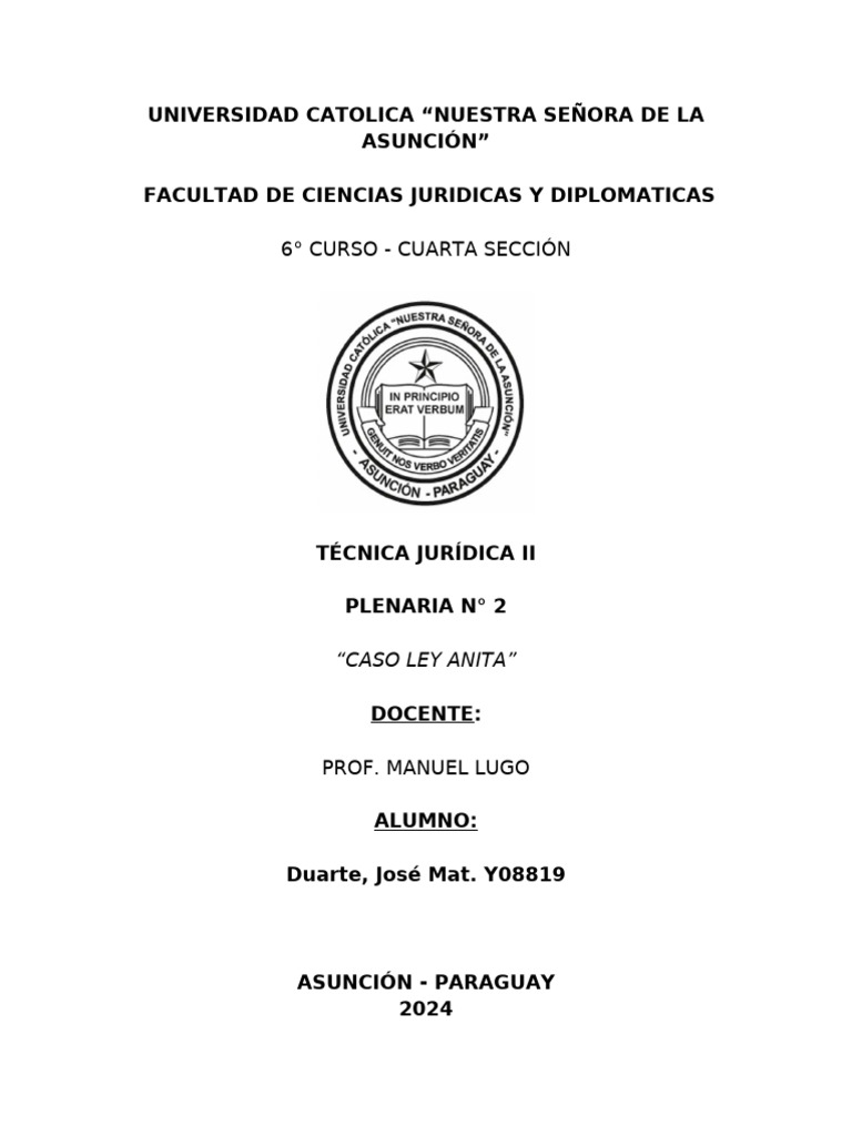 Caso Ley Anita - Tecnica Juridica II | PDF | Mandato | Judicaturas