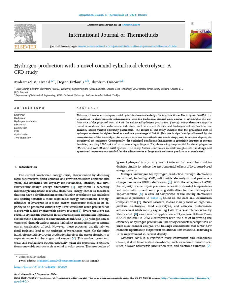 6 Hydrogen Production With A Novel Coaxial Cylindrical Electrolyser A ...