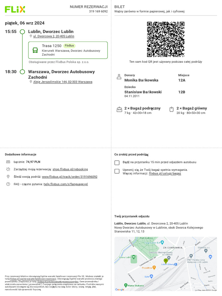Ticket Lublin Warsaw 3191696092 | PDF