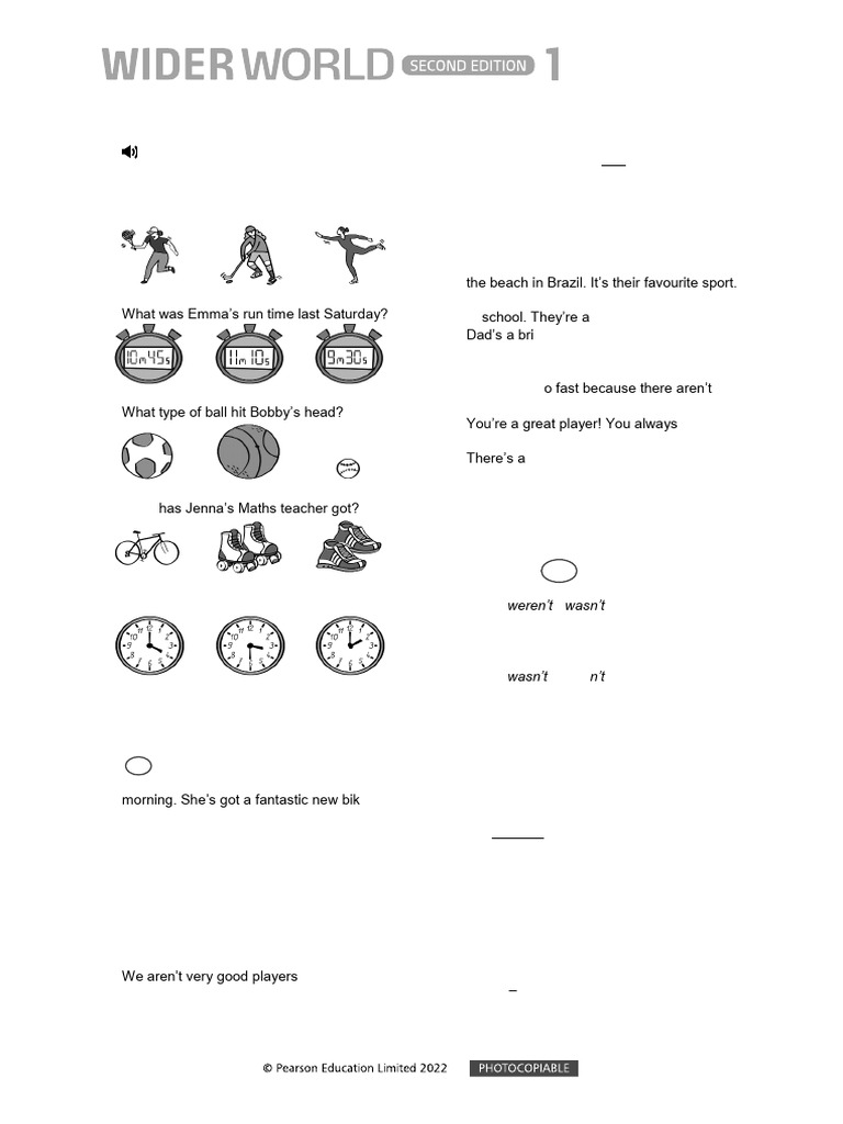 WiderWorld 2ed 1 U6Test GroupA | PDF | Sports