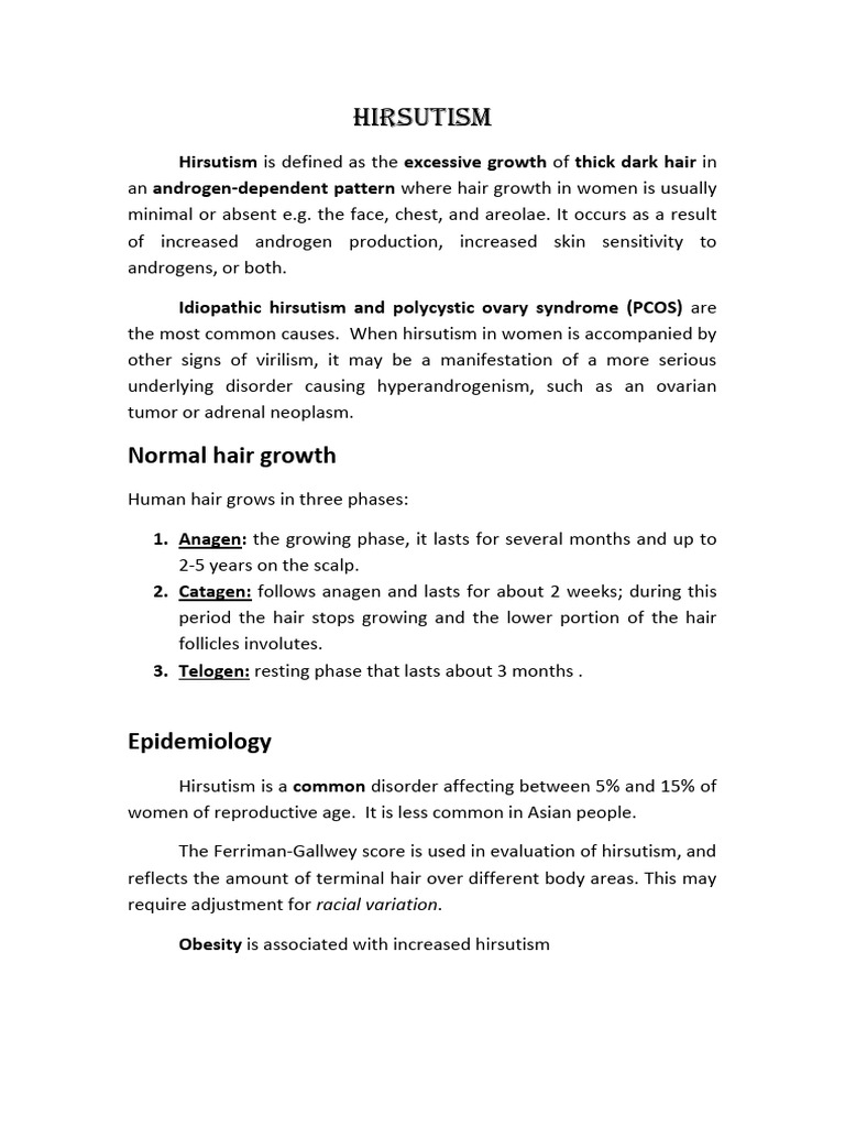 Hirsutism | PDF | Polycystic Ovary Syndrome | Endocrine System