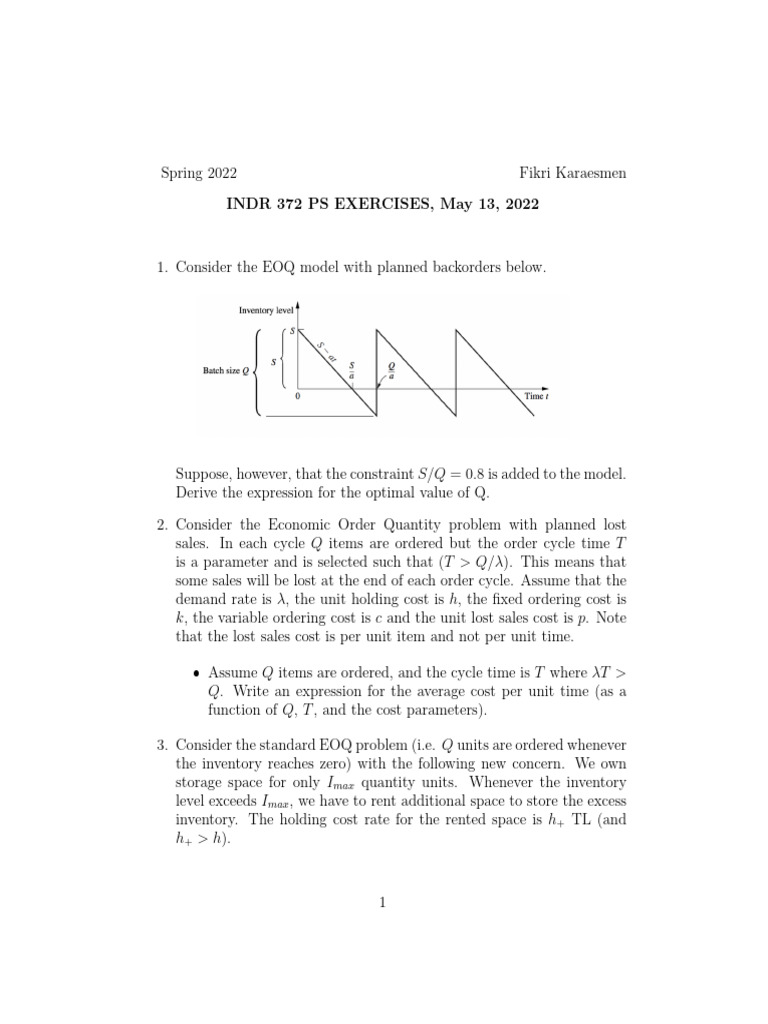 INDR 372 PS EXERCISES, May 13, 2022: Max Max | PDF | Business Economics | Economics
