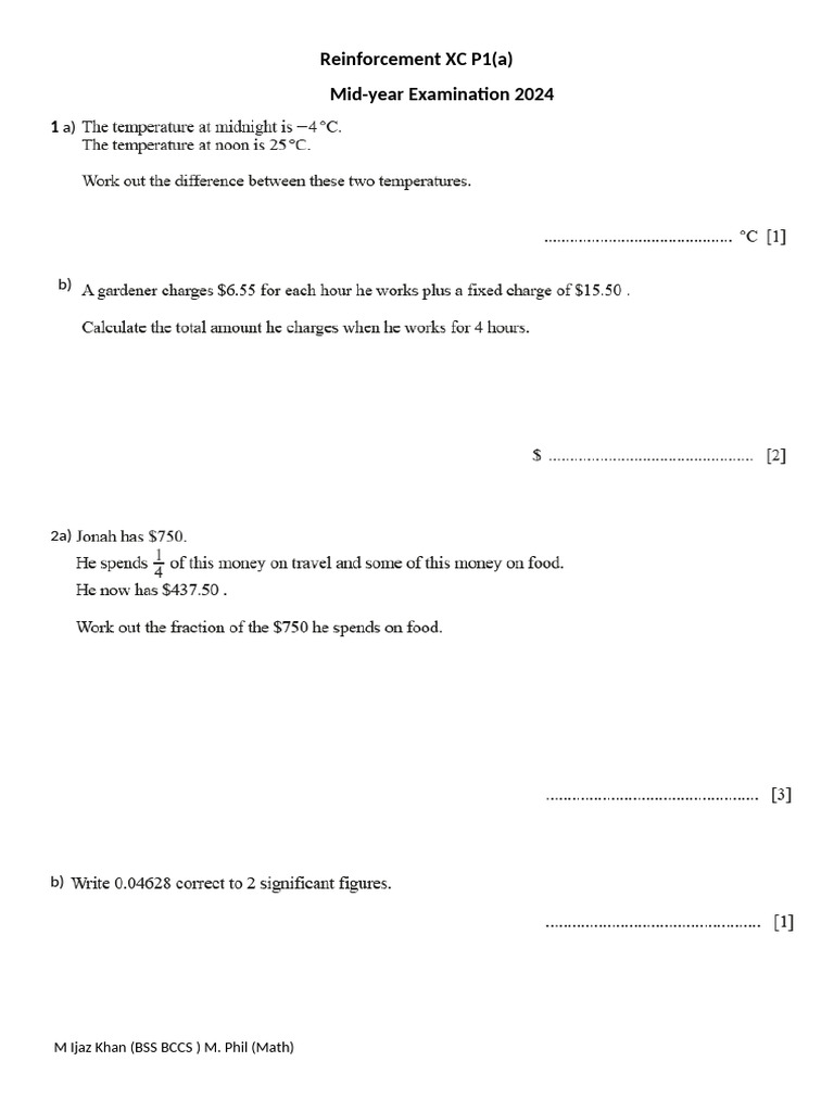 Mid-Year Math Exam 2024 Guide | PDF | Teaching Methods & Materials