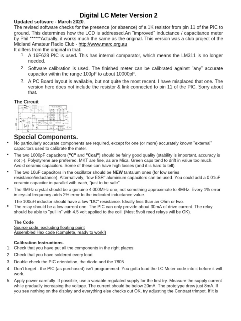LC 16f628A ver.2 | PDF | Capacitor | Inductor