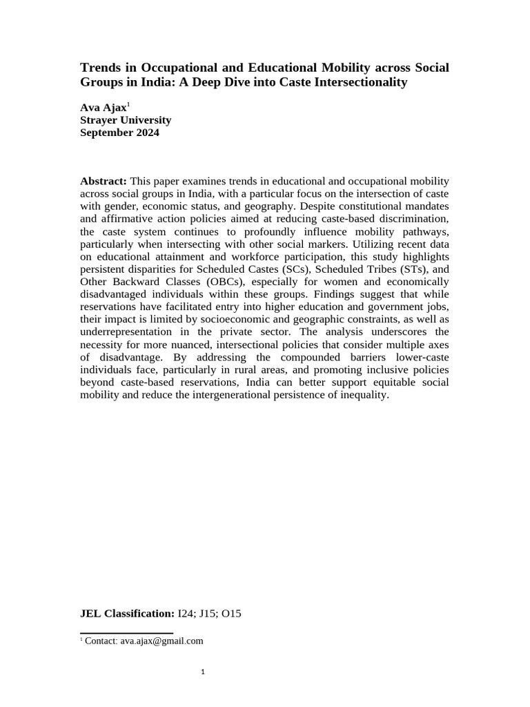 Caste Intersectionality | PDF | Caste | Intersectionality