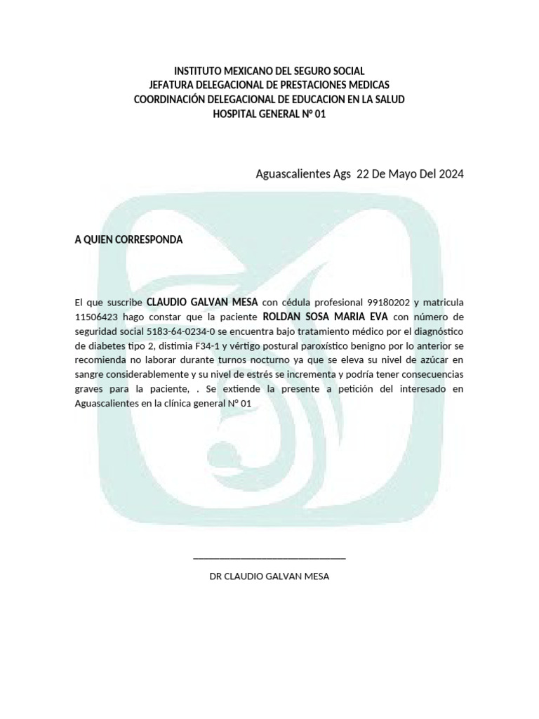 Carta de Imss | PDF