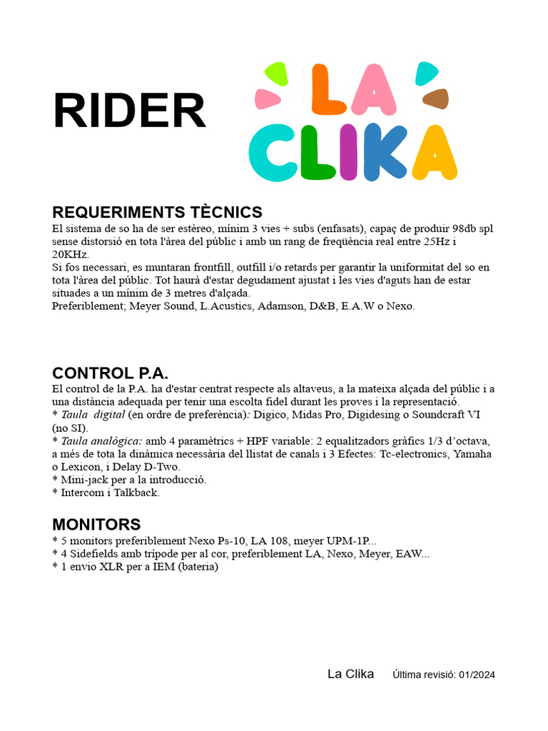 Rider LA CLIKA Cantata 2024 | PDF
