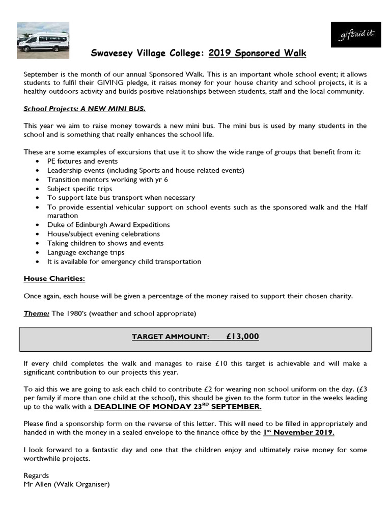 Sponsored Walk Form - 2019 | PDF