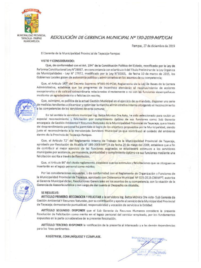 RGM-MPT 2019 - Ing. Betza Mónica Ore | PDF