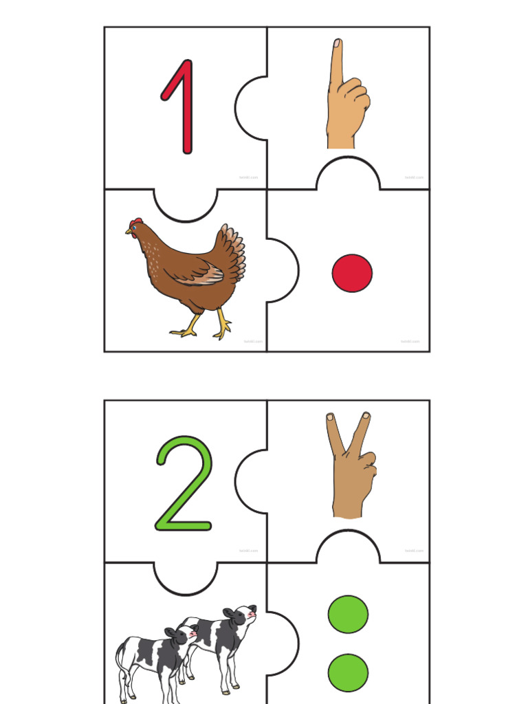 Puzzle Numeros y Cantidades Los Animales 3 | PDF | Gastronomia, comida ...