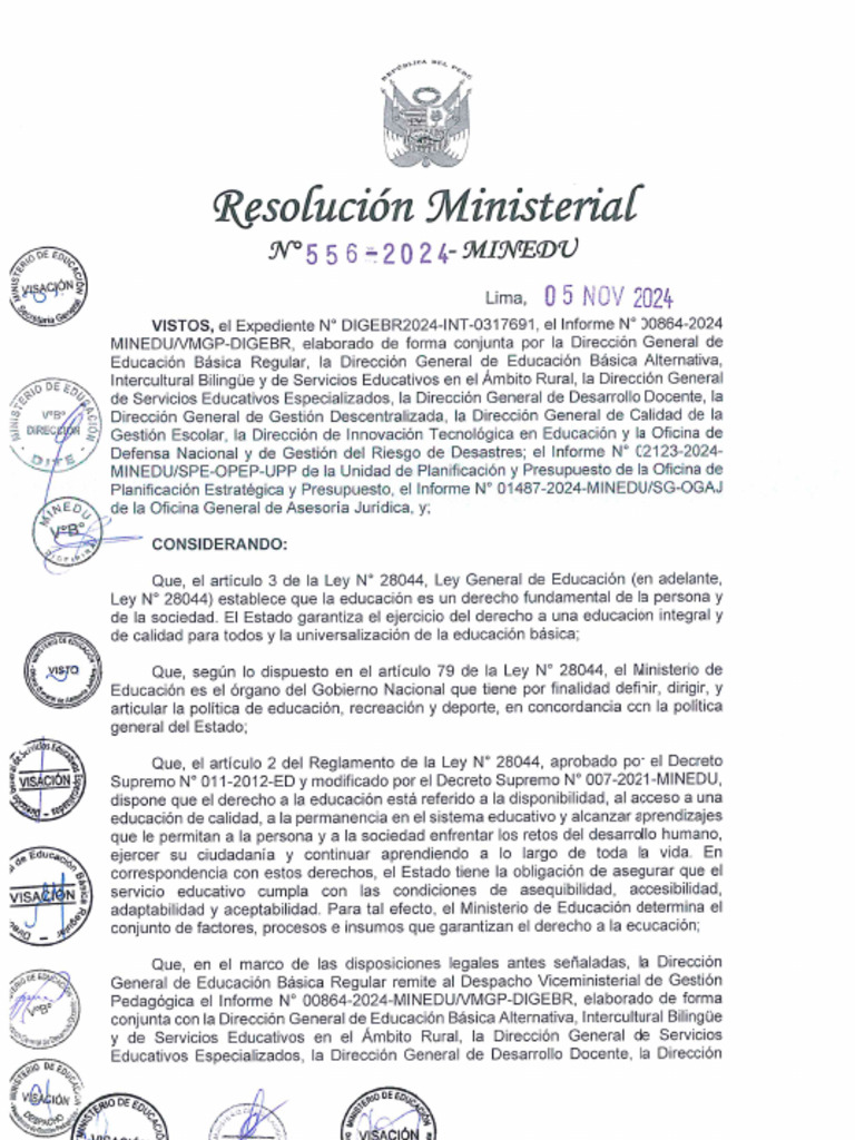 Norma Tecnica Año Escolar 2025-RM - # - 556-2024-Minedu | PDF