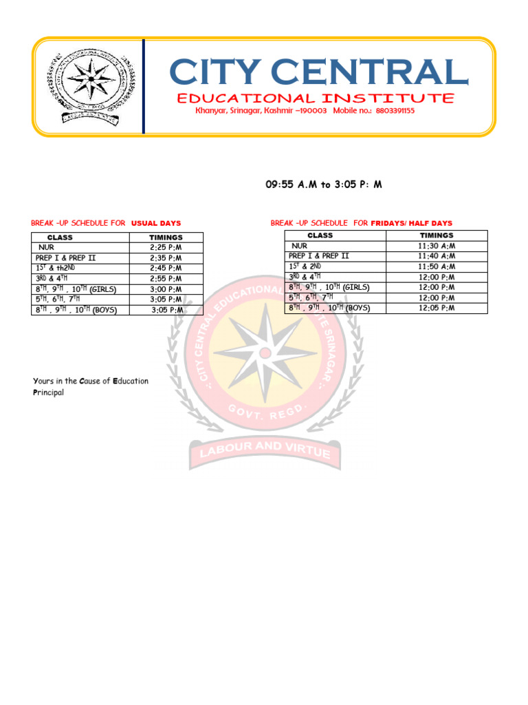 Winter Timing Wef 7TH Nov-24 | PDF