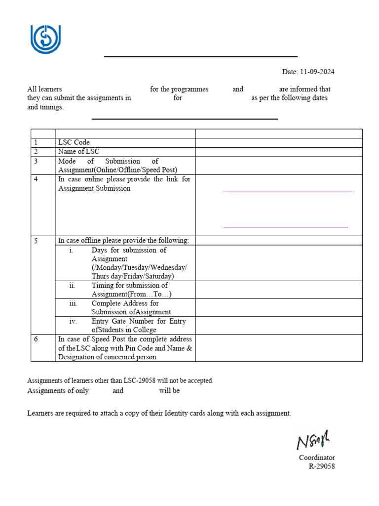 Online Assignment Submission Notice | PDF