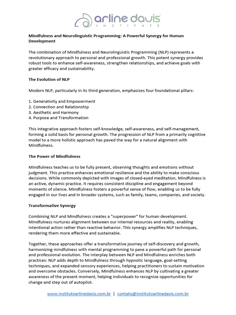 Mindfulness and Neurolinguistic Programming | PDF | Mindfulness | Mindset