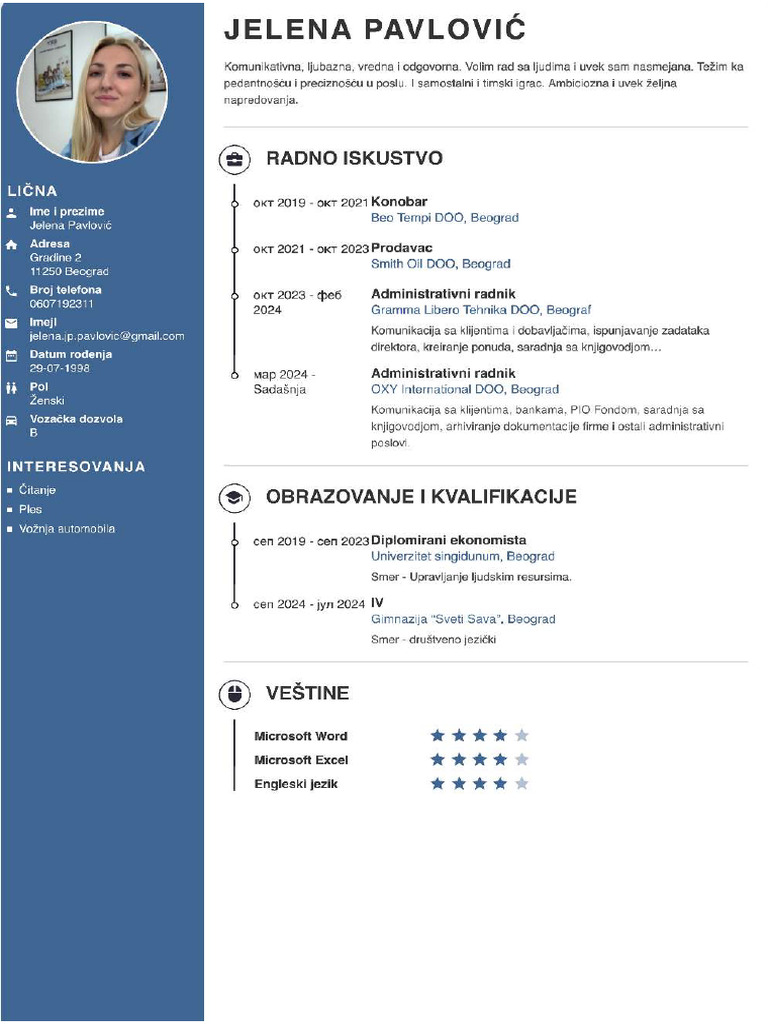 Jelena CV 24 | PDF