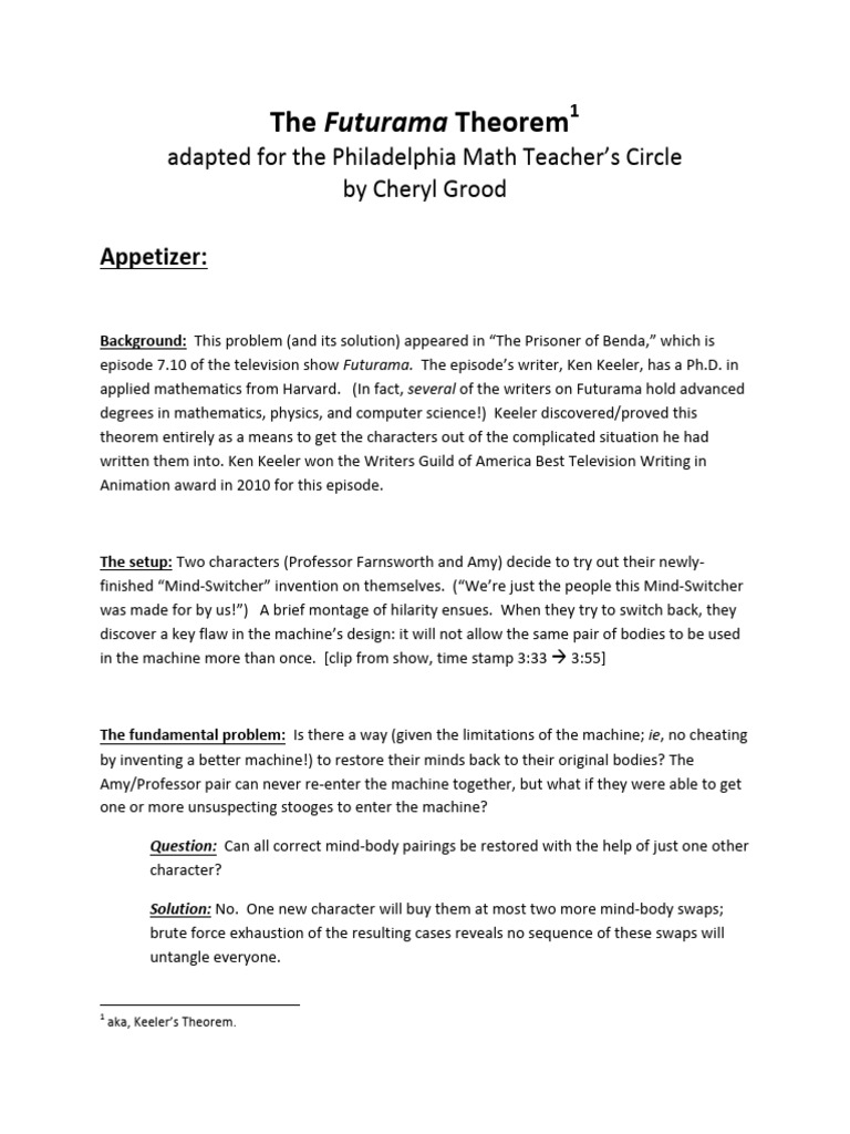 G Rood Futurama Theorem | PDF | Mathematics