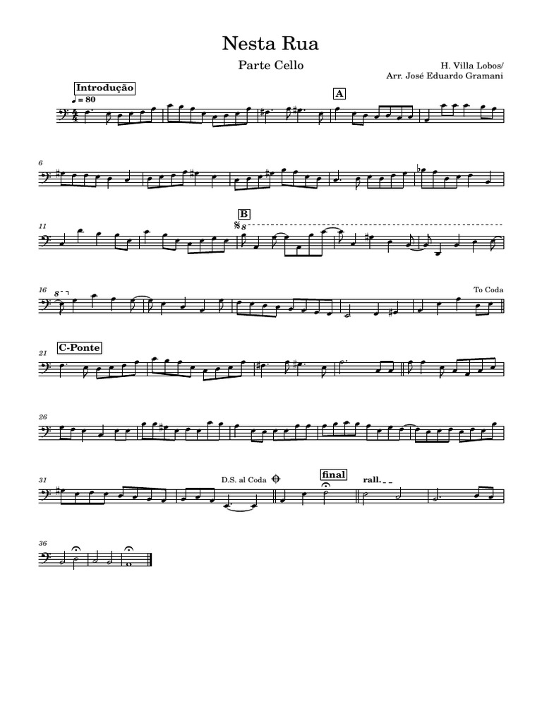 Nesta Rua - Cello Instrumental | PDF