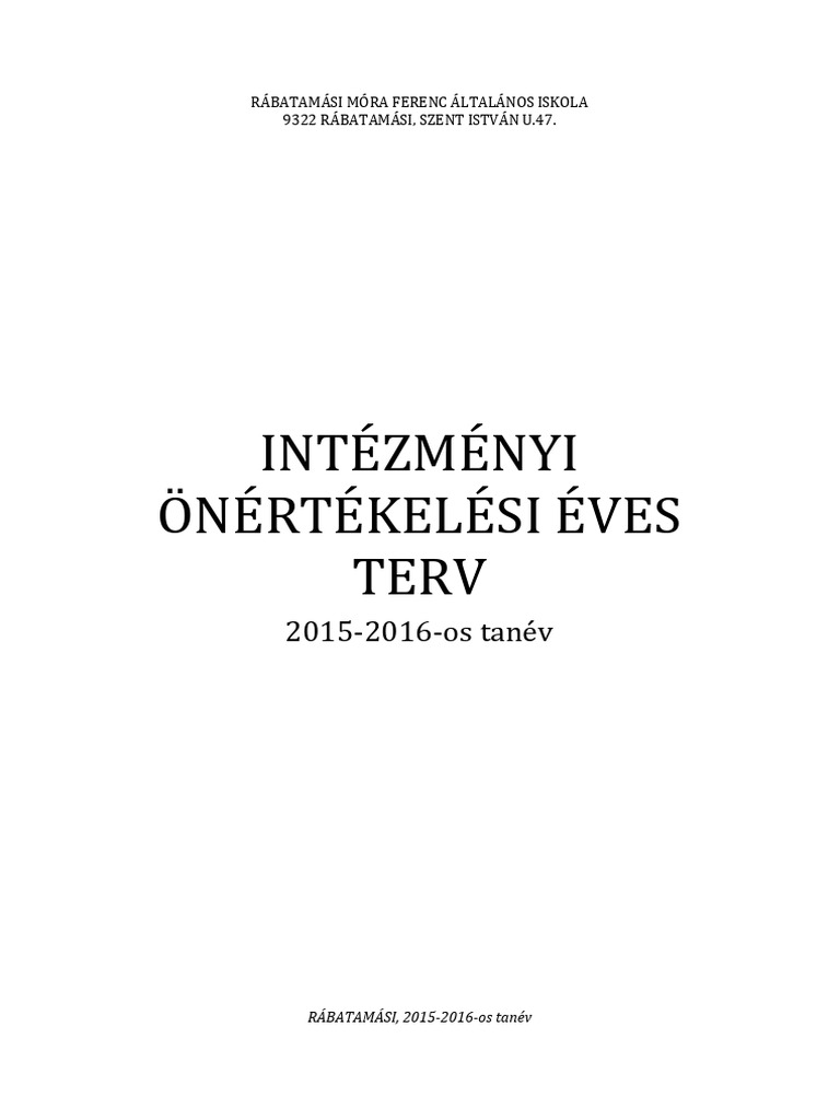 Int Önért Éves Terv 2015-2016 | PDF