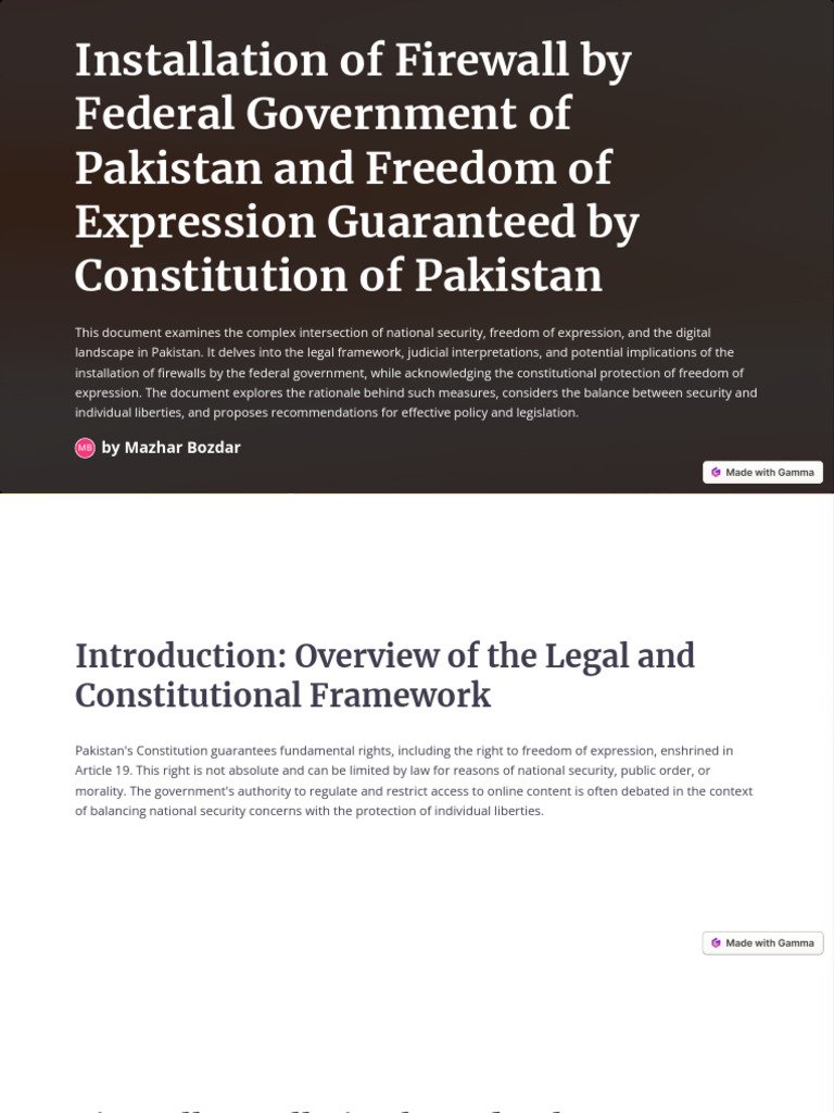 Installation of Firewall by Federal Government of Pakistan and Freedom ... Installation of Firewall by Federal Government of Pakistan and Freedom ...