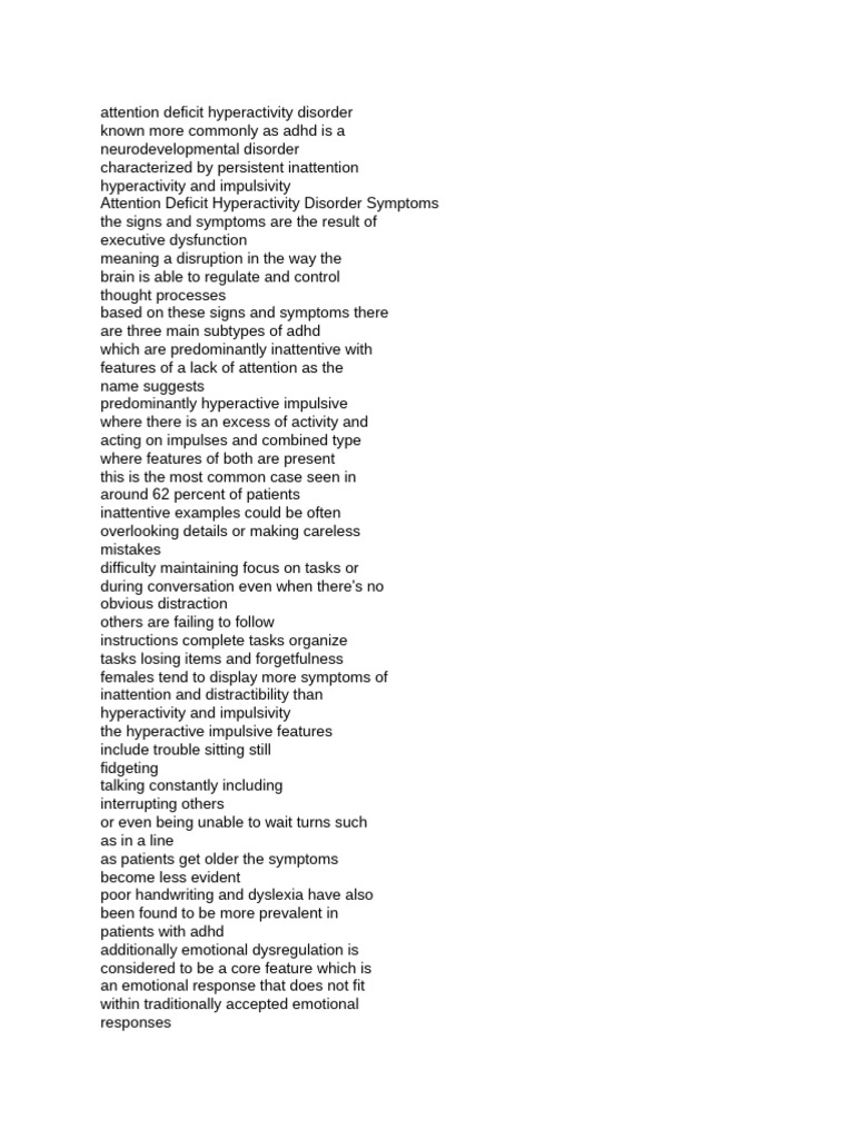 Attention Deficit Hyperactivity Disorder Pdf Attention Deficit